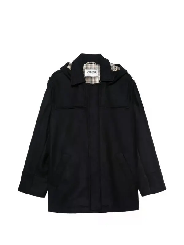 Iceberg Hooded Zip-up Twill Coat
