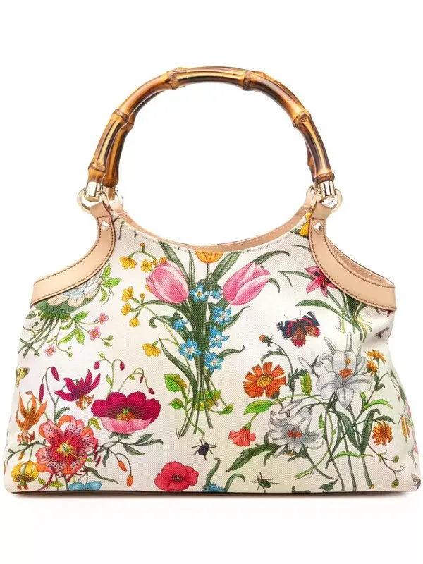 Gucci 2000-2015 Flora Canvas Bamboo Handbag