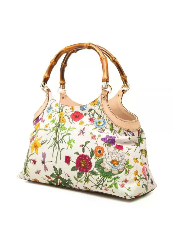 Gucci 2000-2015 Flora Canvas Bamboo Handbag