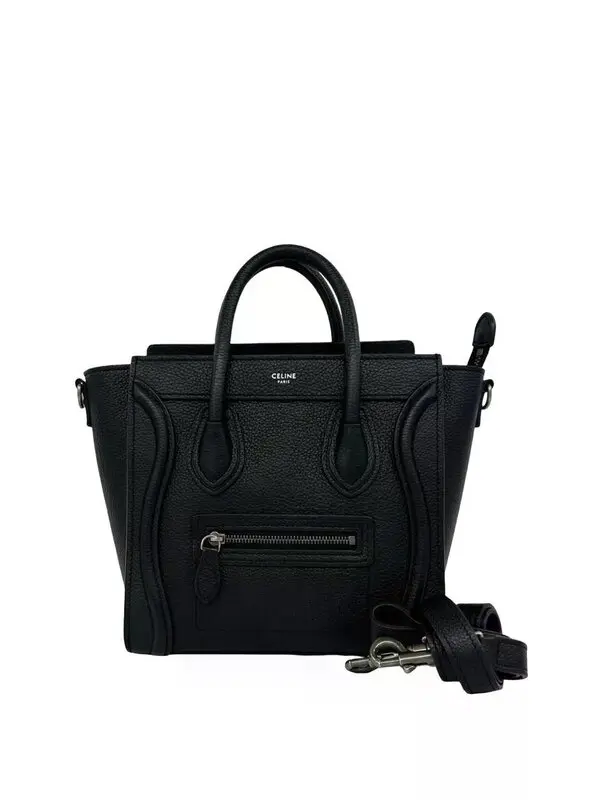 Celine 2010 Nano Leather Luggage Tote Satchel - Black