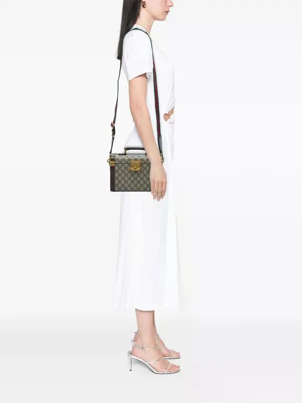 Gucci Gg Supreme Web Savoy Top Handle Beauty Case Satchel