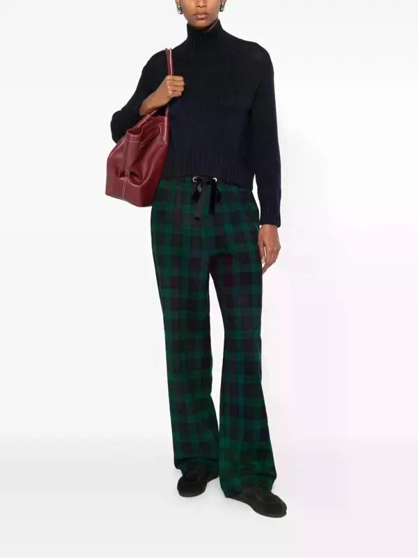 FORTE_FORTE Check Pattern Drawstring Trousers