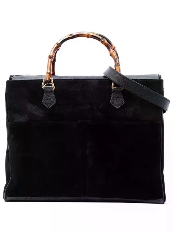 Gucci 20th Century Suede Bamboo Satchel