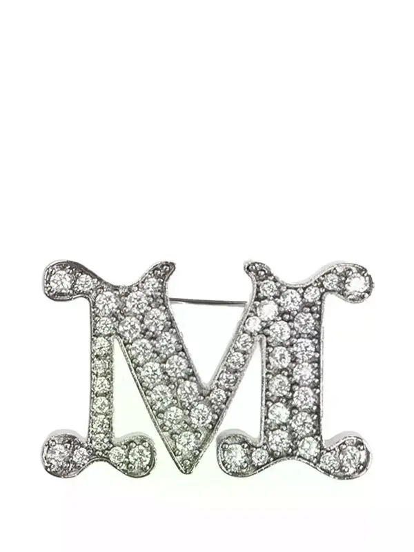 Max Mara Zirconia-embellished 'm' Brooch - Silver