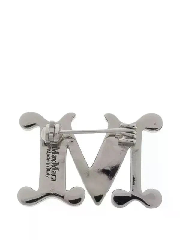 Max Mara Zirconia-embellished 'm' Brooch - Silver