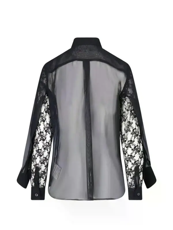 Comme Des Garçons Sheer Lace-panelled Blouse