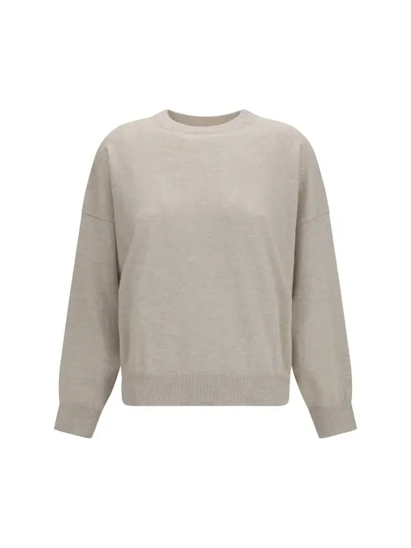 Brunello Cucinelli Cashmere Sweater With Monili Chain - Cream