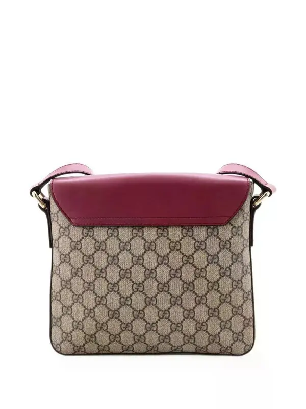 Gucci Flap Messenger Bag Gg Coated Canvas With Leather Medium Crossbody Bag