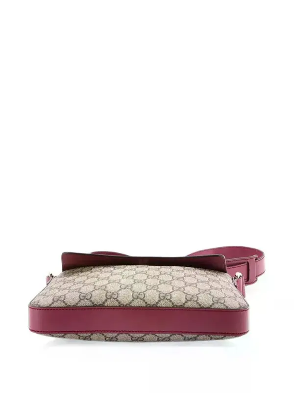 Gucci Flap Messenger Bag Gg Coated Canvas With Leather Medium Crossbody Bag