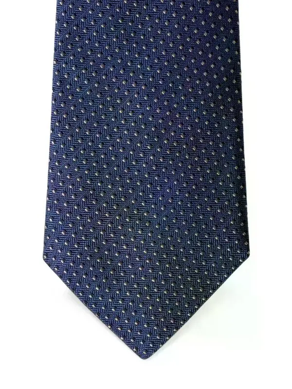 HACKETT  Two-tone Dot Silk Neck Tie - Blue