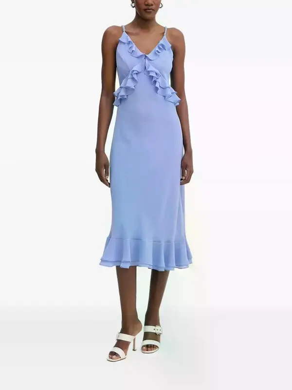MORGAN Ruffled Chain-link Strap Midi Dress