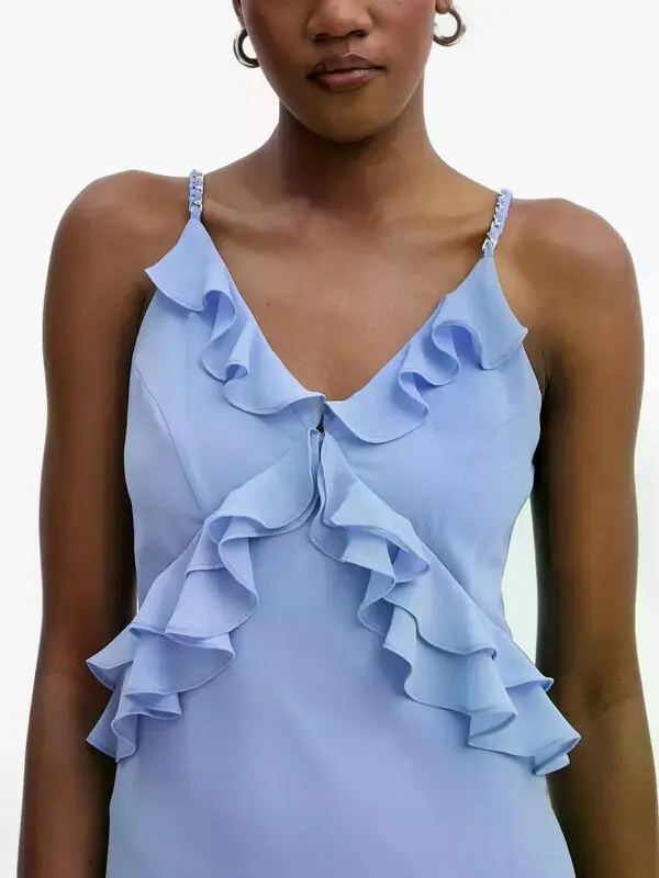 MORGAN Ruffled Chain-link Strap Midi Dress
