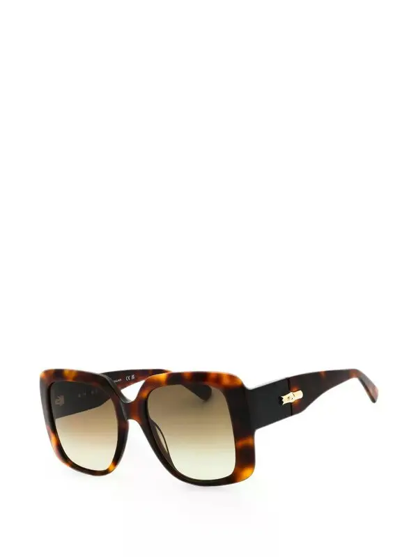 Longchamp Tortoiseshell-effect Rectangle-frame Sunglasses