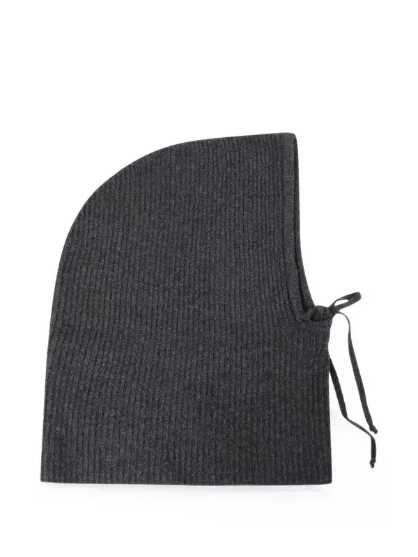 Federica Tosi Ribbed-knit Tie-fastening Hood - Grey