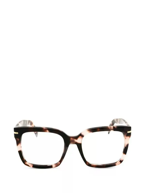 BOSS Tortoiseshell Pattern Square Frame Eyeglasses - Neutrals