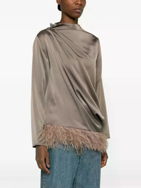 Fabiana Filippi Feather-trim Draped Top