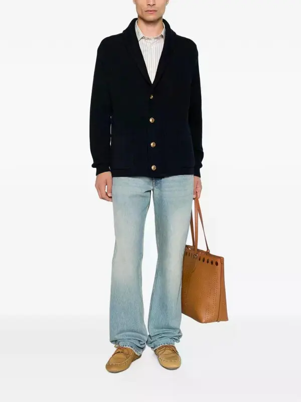 Valentino Garavani Waffle Knit Shawl Collar Cardigan With Vlogo Buttons