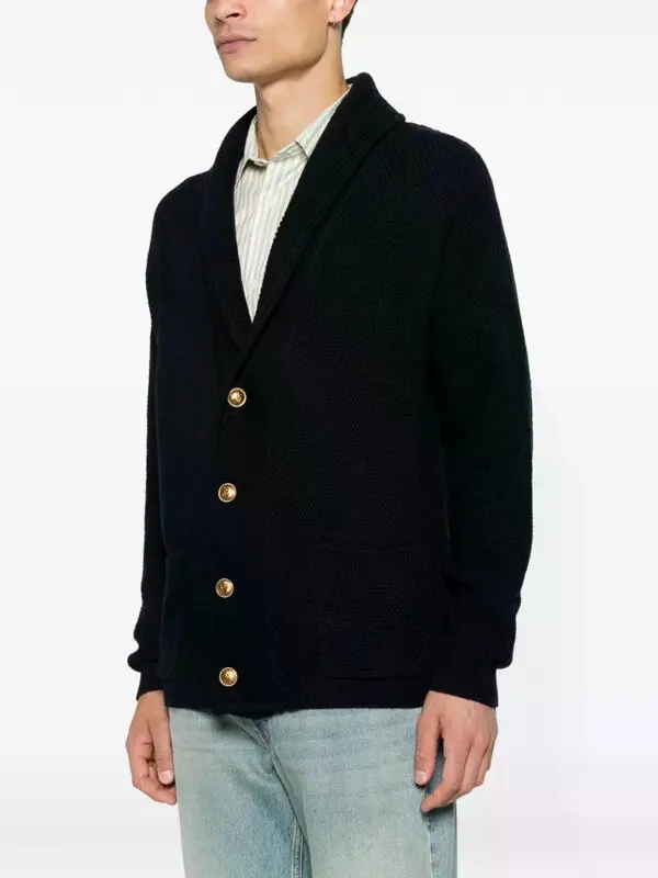 Valentino Garavani Waffle Knit Shawl Collar Cardigan With Vlogo Buttons