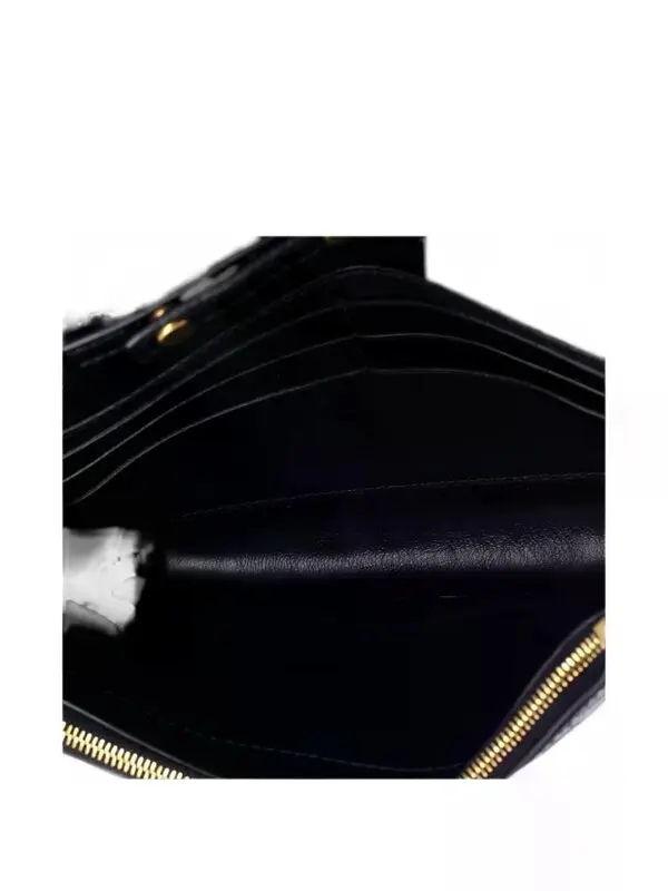 Balenciaga B Dot Wallet On Chain Crocodile Embossed Leather Crossbody Bag - Black