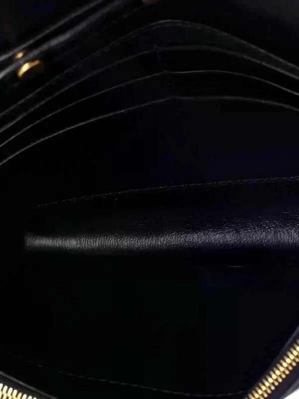 Balenciaga B Dot Wallet On Chain Crocodile Embossed Leather Crossbody Bag - Black