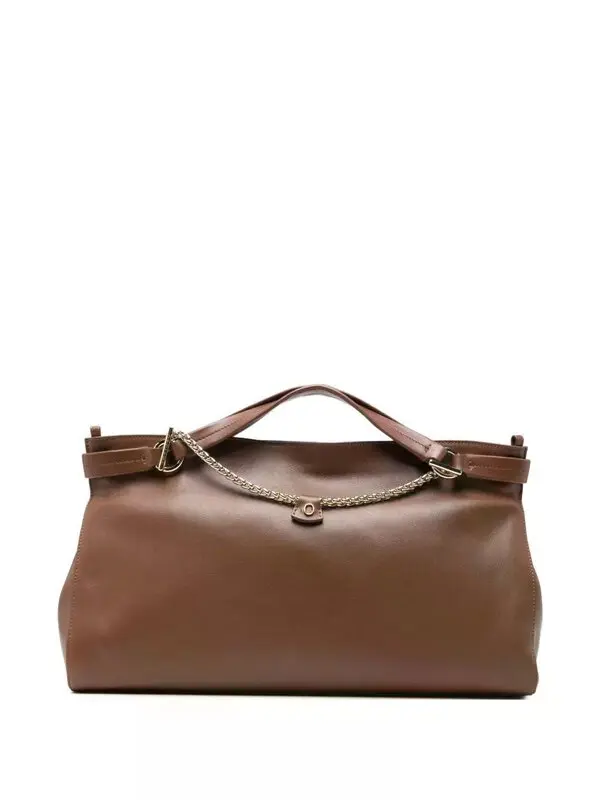 Orciani Chain-link Leather Tote Bag - Brown