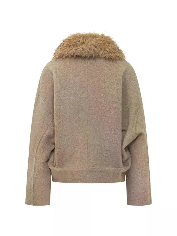 AVA ADORE Faux-fur Collar Button-up Jacket - Neutrals