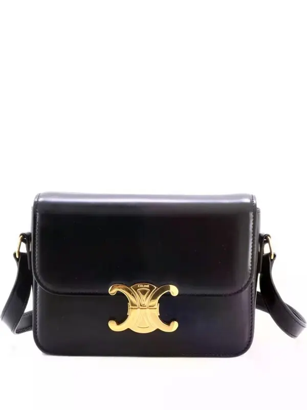 Celine Triomphe Shoulder Bag Smooth Calfskin Teen Crossbody Bag - Black