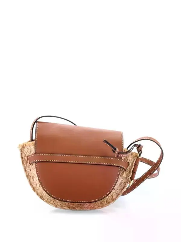 Loewe Gate Leather Shoulder Leather With Raffia Mini Crossbody Bag