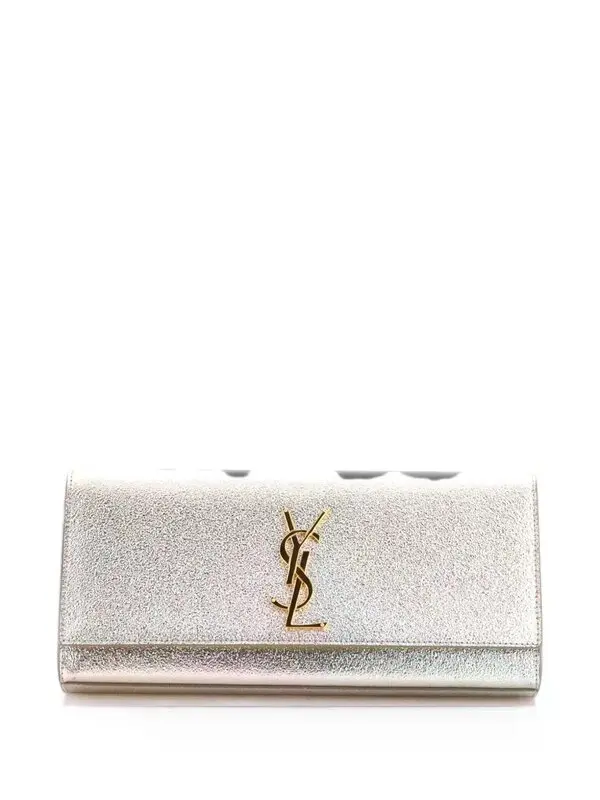 Saint Laurent Classic Monogram Metallic Calfskin Long Clutch Bag - Gold