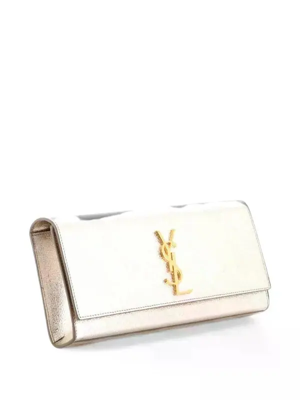 Saint Laurent Classic Monogram Metallic Calfskin Long Clutch Bag