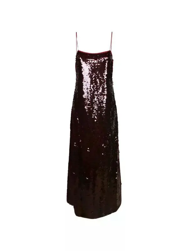 Alberta Ferretti Sequin-embellished Spaghetti-strap Dress - Red