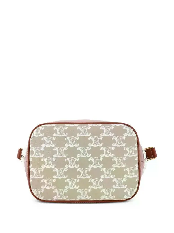 Celine Triomphe Coated Canvas Small Bucket Bag - Brown