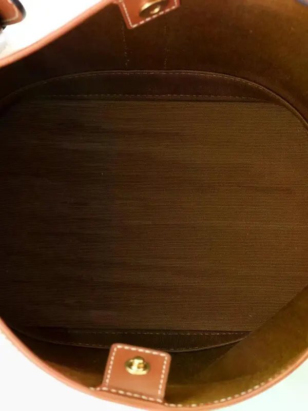 Celine Triomphe Coated Canvas Small Bucket Bag - Brown