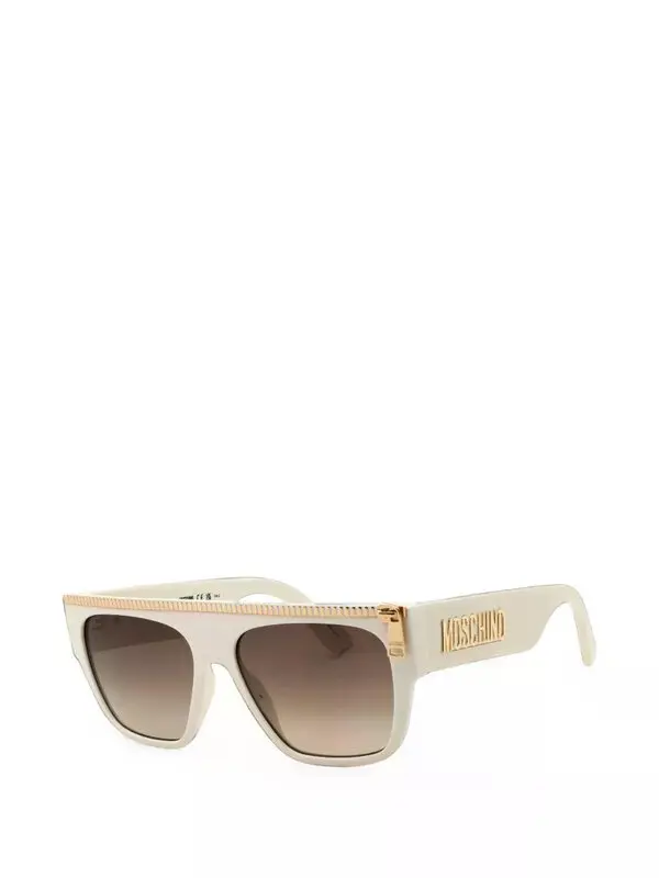 Moschino Zip-detail Rectangle-frame Sunglasses