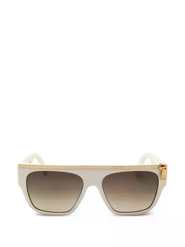 Moschino Rectangle Frame Sunglasses With Zip Detail - Neutrals