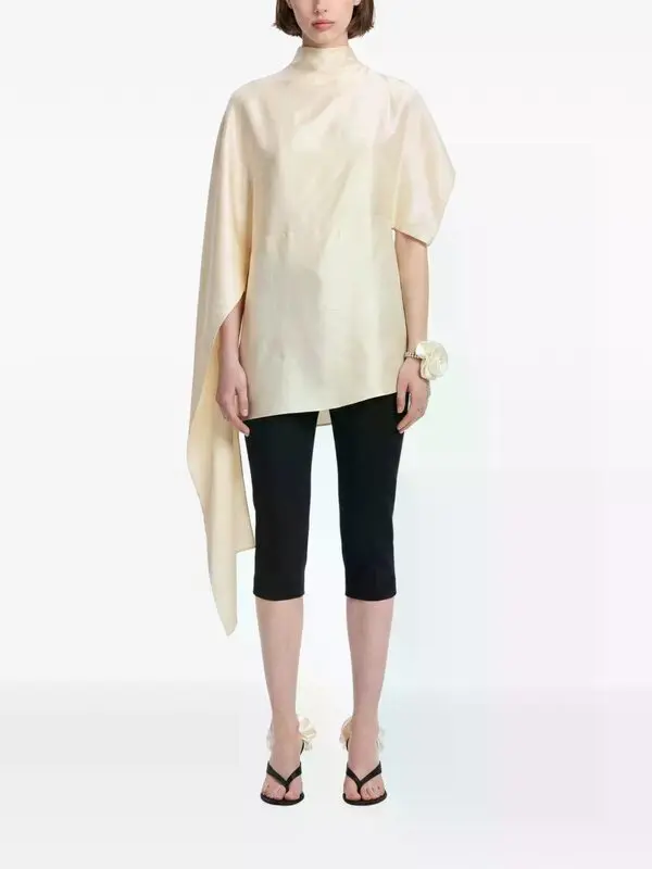 Magda Butrym Asymmetric Draped-sleeve Blouse - Neutrals