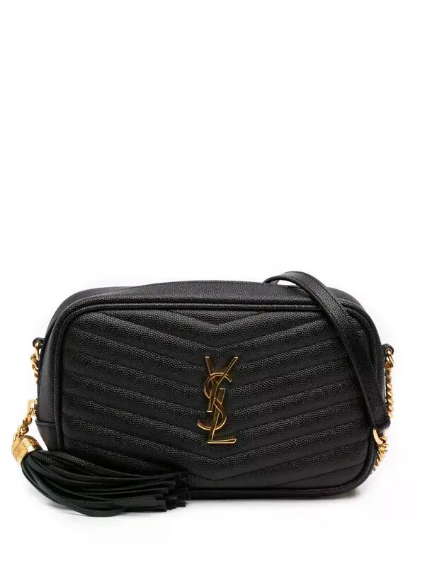 Saint Laurent Grain De Poudre Chevron Monogram Lou Camera Bag Crossbody