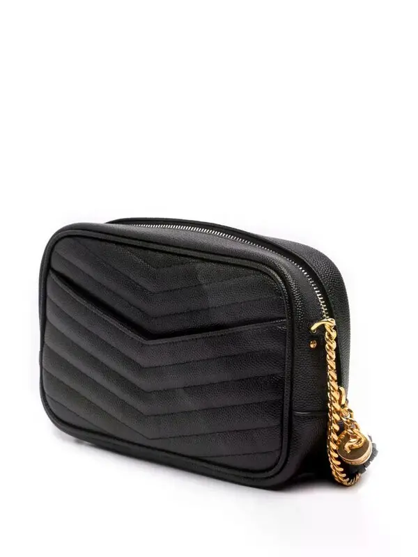 Saint Laurent Grain De Poudre Chevron Monogram Lou Camera Bag Crossbody