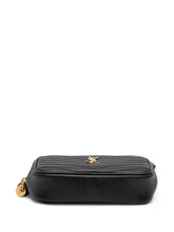 Saint Laurent Grain De Poudre Chevron Monogram Lou Camera Bag Crossbody
