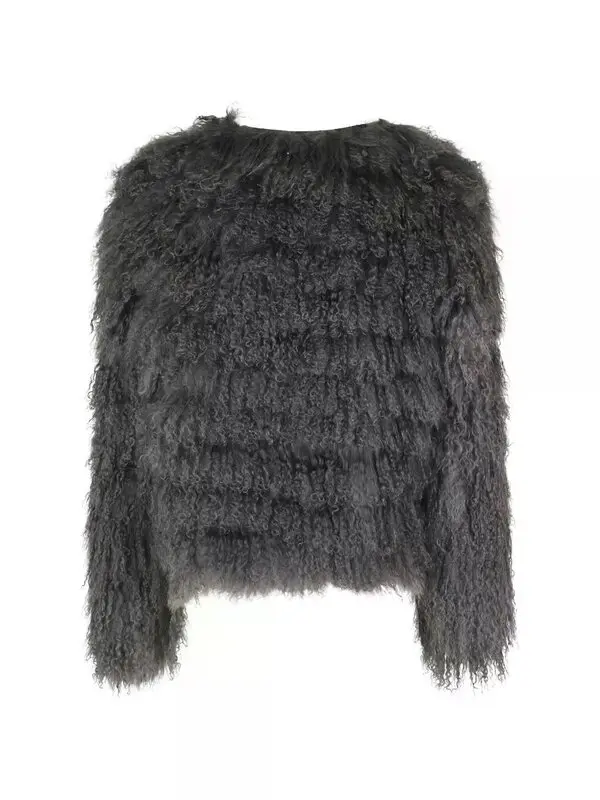 Federica Tosi Curly Lamb Fur Blouse - Grey