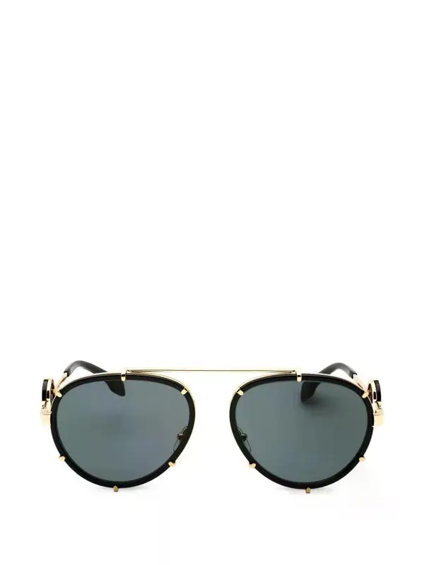 Versace Medusa Plaque Pilot-frame Sunglasses - Black