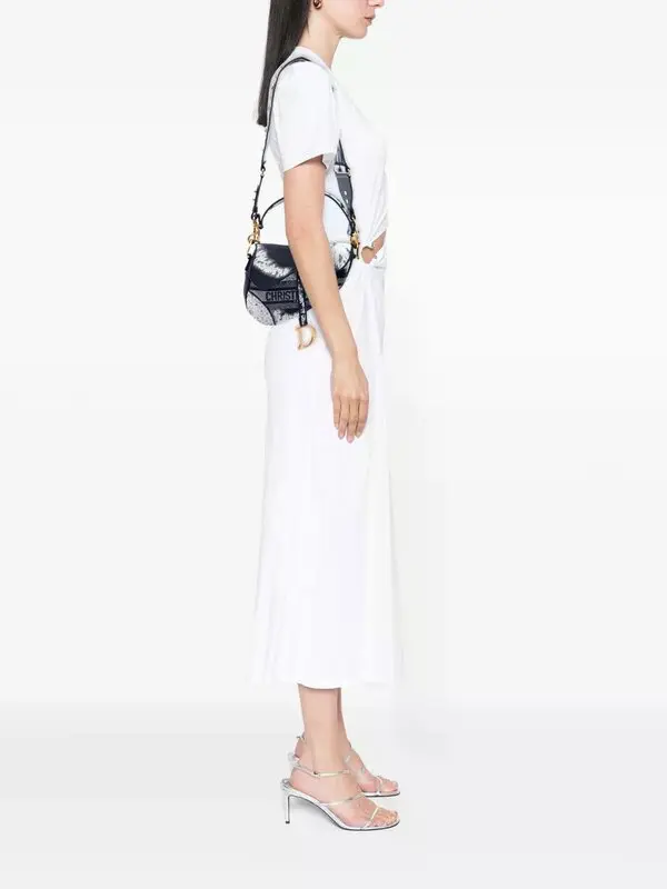 Dior 2020 Canvas Embroidered Tie Dye Saddle Bag Shoulder Bag