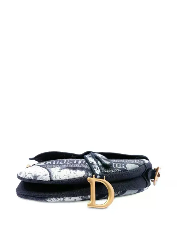 Dior 2020 Canvas Embroidered Tie Dye Saddle Bag Shoulder Bag