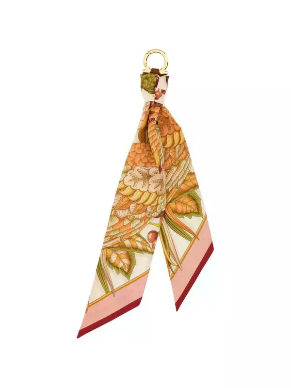 FERRAGAMO Silk Foulard Key Holder - Neutrals