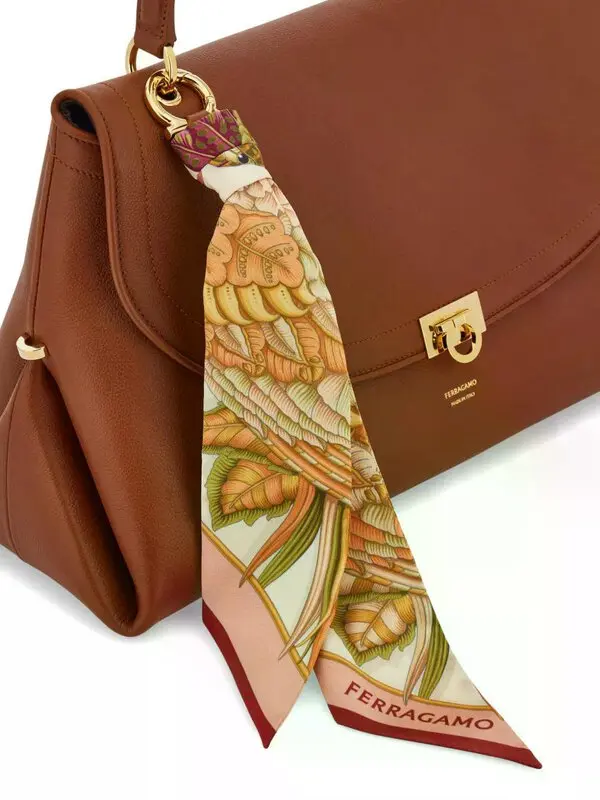 FERRAGAMO Silk Foulard Key Holder - Neutrals