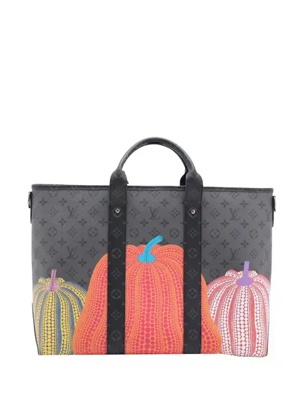 LOUIS VUITTON 2021-2026 Yayoi Kusama Monogram Eclipse Reverse Pumpkin Weekend Tote Satchel