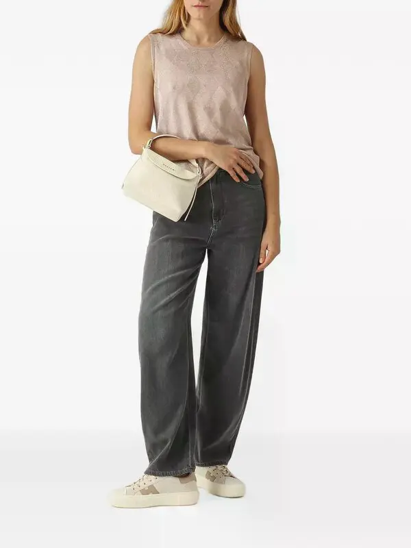 GRAN SASSO Sleeveless Metallic Argyle Knit Top