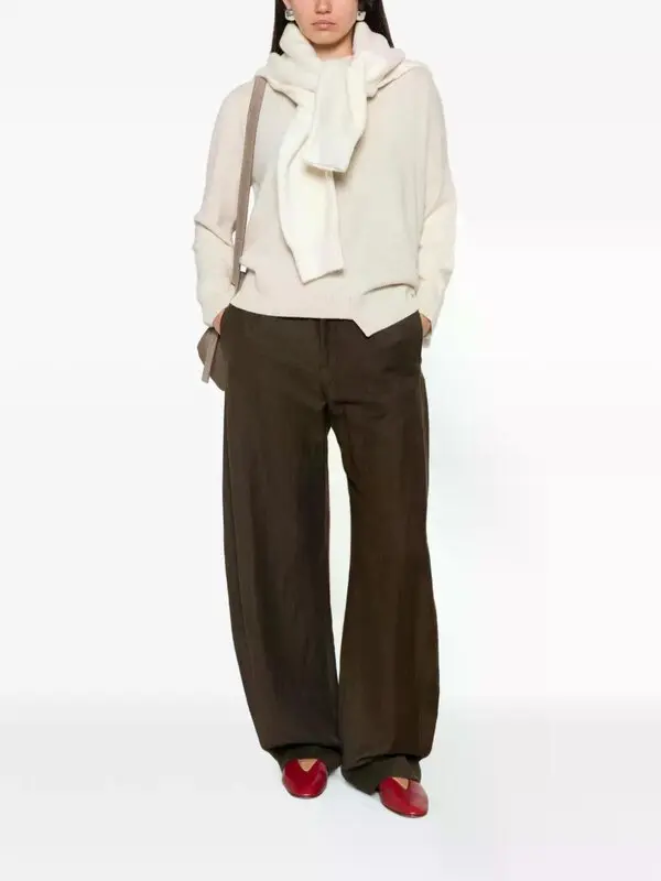 Liviana Conti Asymmetric Hem Round Neck Sweater - Neutrals