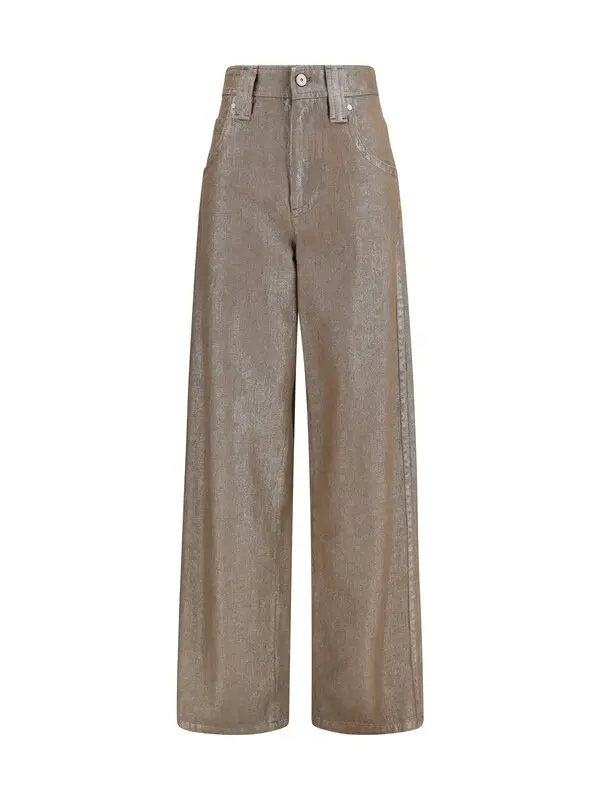 Brunello Cucinelli Lurex Wide-leg Jeans - Cream