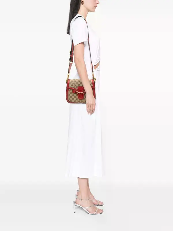 Gucci 2000-2015 Medium Gg Canvas Lady Web Crossbody Bag - Red